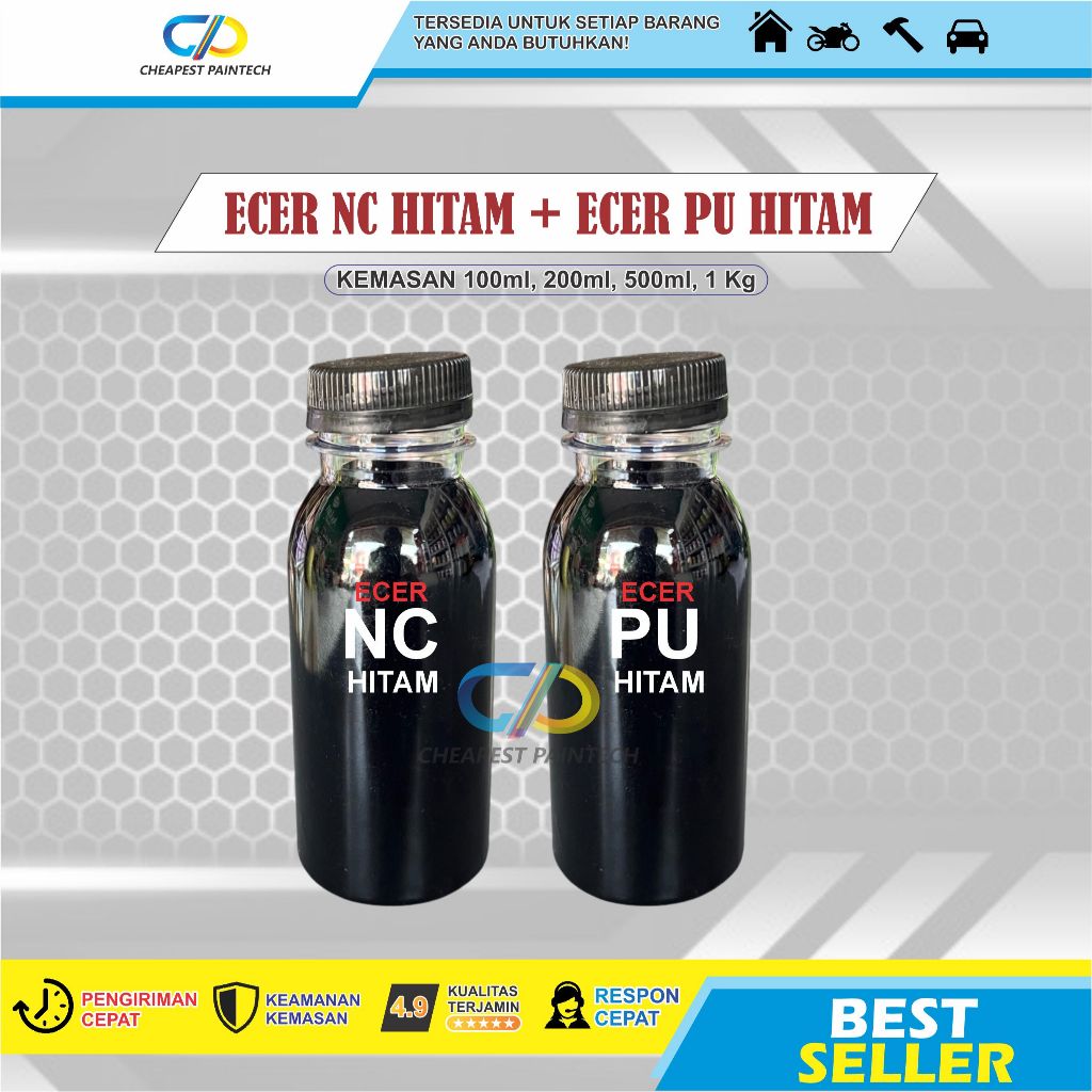 Jual Cat Super Black Glossy PU NC 100ml 200ml 500 ml cat hitam pu dan ...