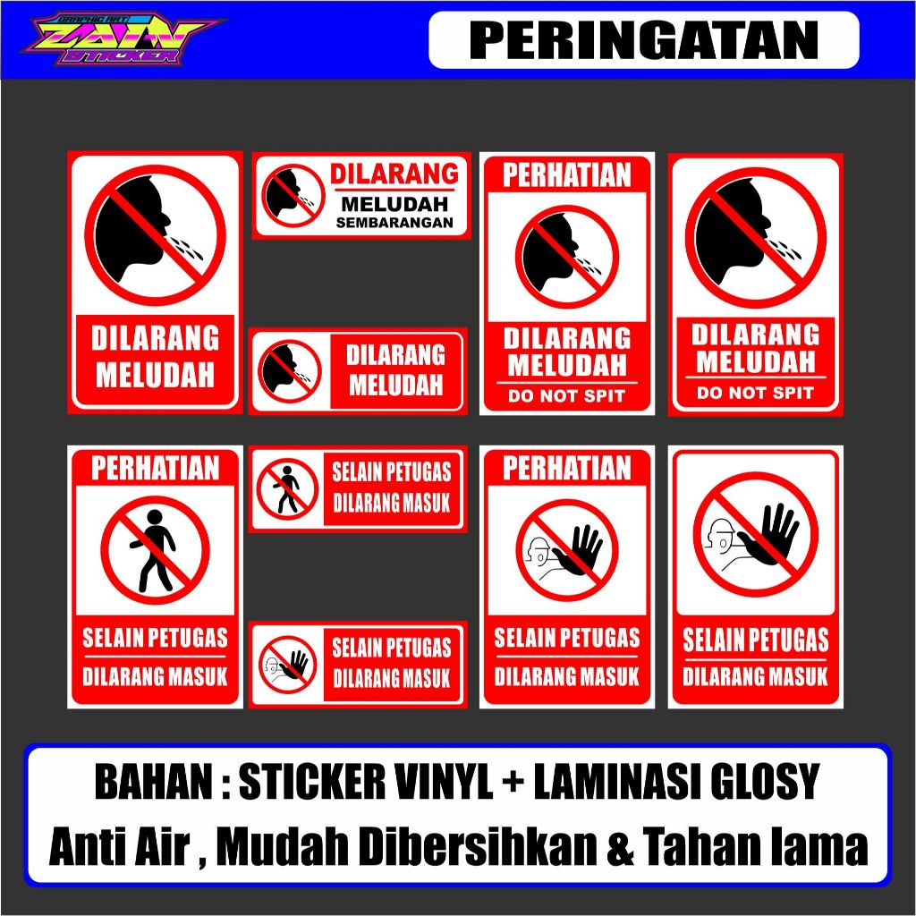 Jual STICKER DILARANG MELUDAH & SELAIN PETUGAS DILARANG MASUK,,VINYL + LAMINASI GLOSSY | Shopee ...
