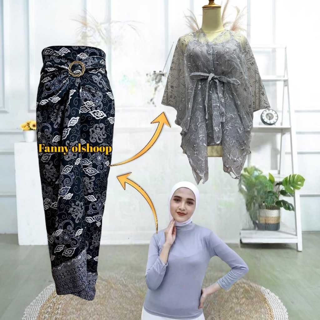Jual Oneset Rok Lilit Batik /Outer Pita dan Manset Wanita Kekinian Baju Kebaya Nyaman Cantik ...