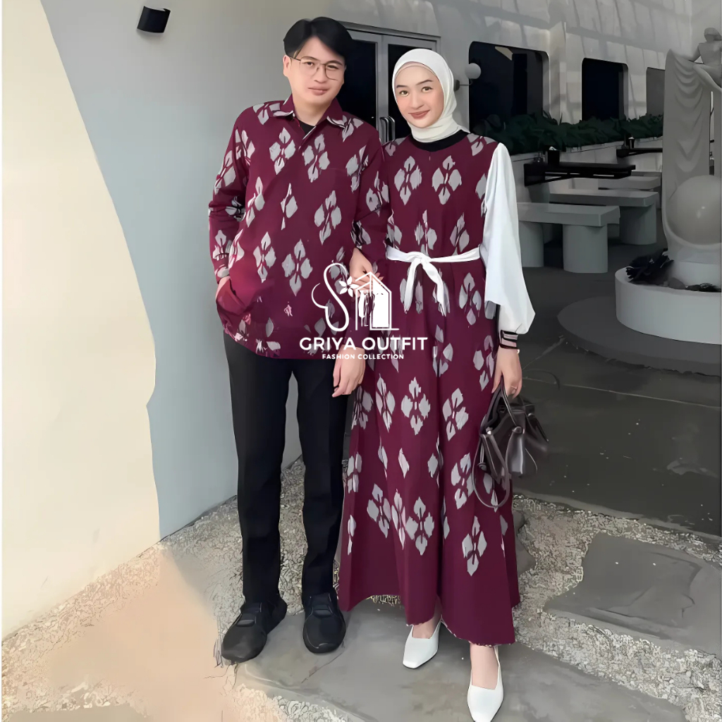 Jual RAYA MAROON COUPLE TENUN - BAJU TENUN COUPLE - COUPLE TENUN ...