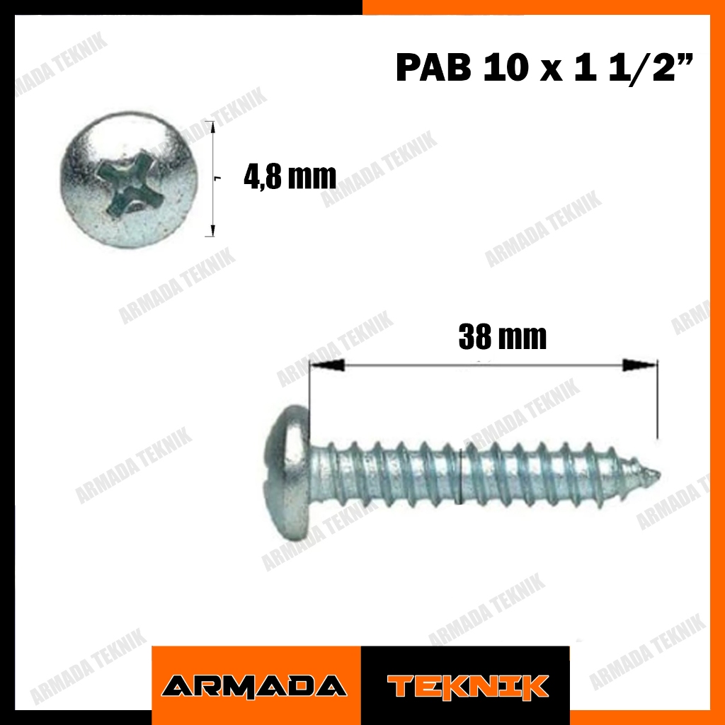 Jual LION Sekrup Skrup PAB 10 x 1 1/2 Tapping Screw Panjang 38 mm ...