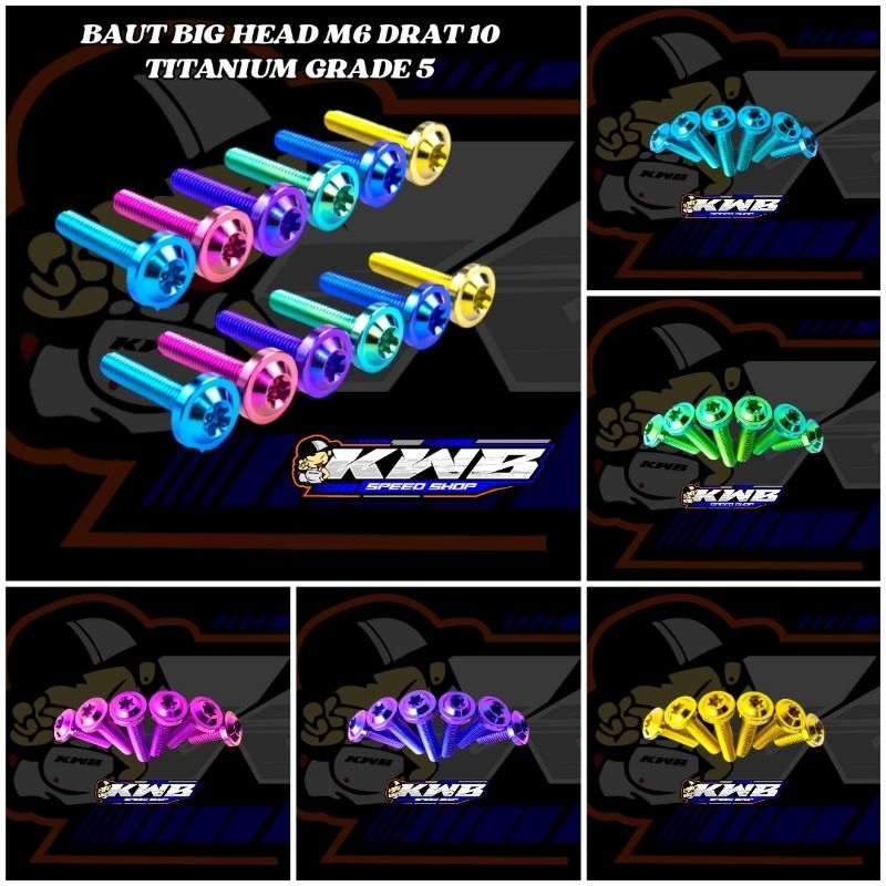 Jual Baut titanium big head baut drat 10 m6x10,15,20,25,30,35,40,45,50 ...