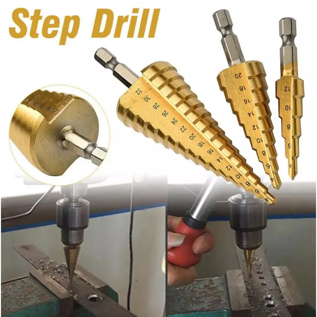 Jual Set 3 Buah Mata Bor Tangga Batang Heksagonal Mata Bor Pagoda Mata ...