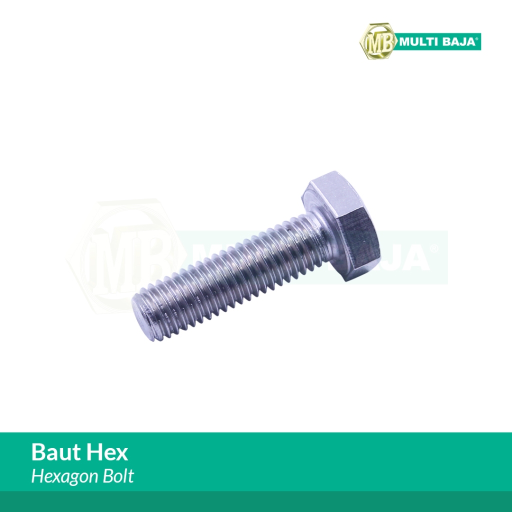 Jual Baut Hexagon Stainless Steel 304 M10 x 120 FT(Hex Bolt) | Shopee Indonesia