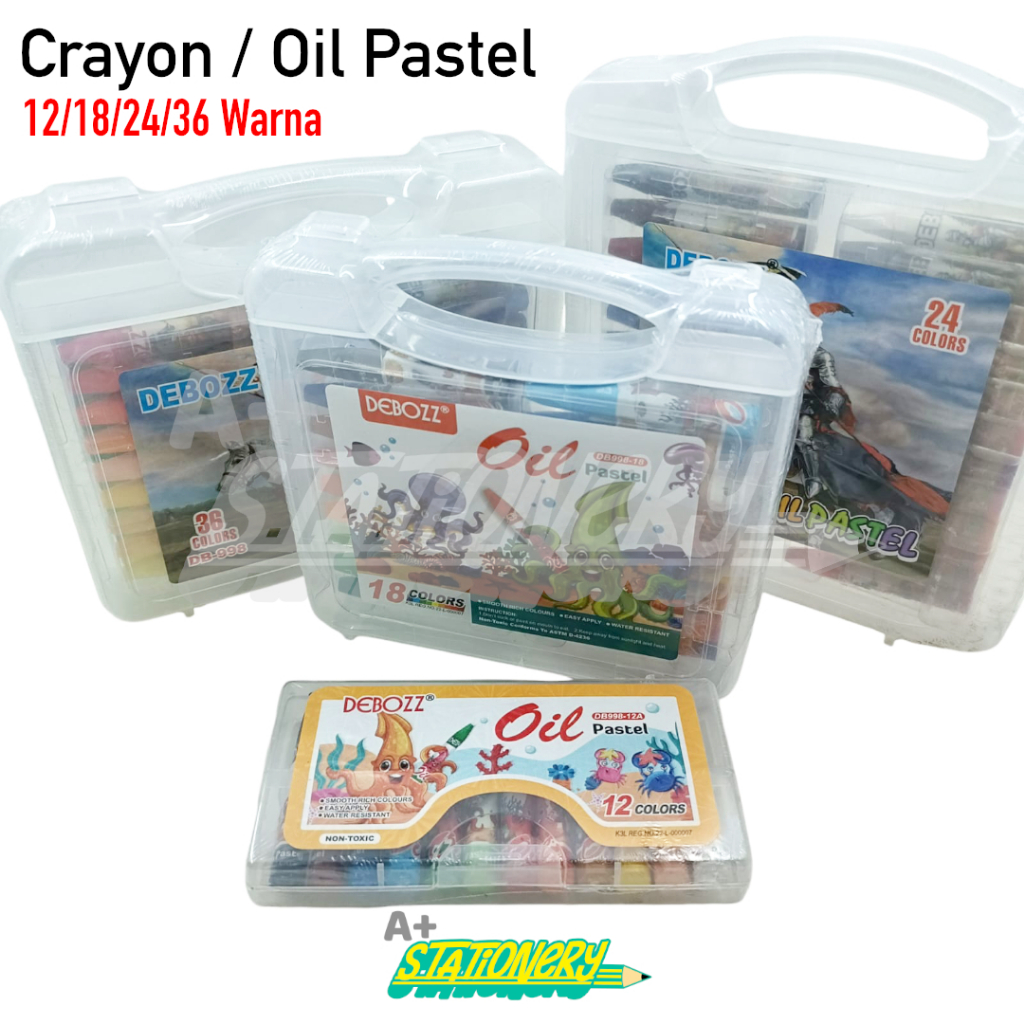 Jual [A+] Crayon 12 18 24 36 Warna | Oil Pastel Deboz| Crayon Warna ...