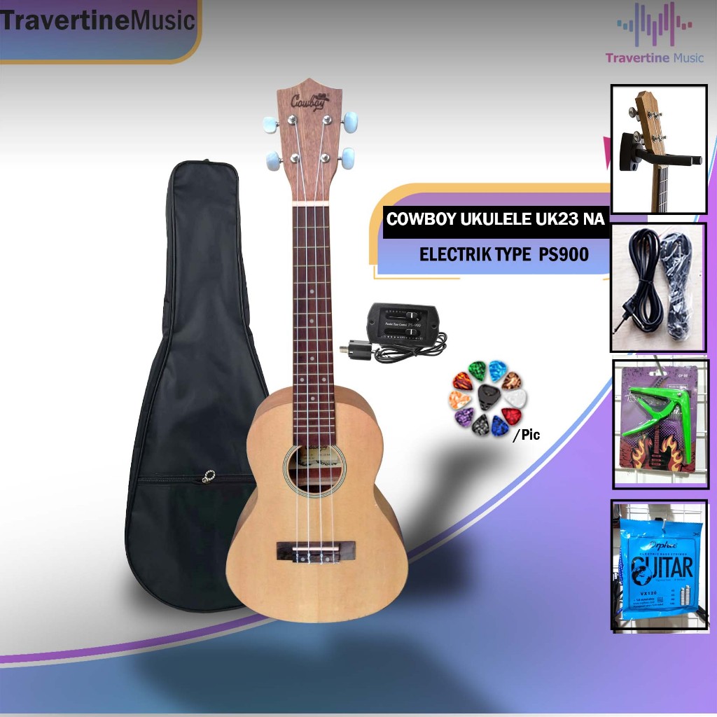 Jual Ukulele Cowboy elektrik 4 senar tipe UK230NS ukuran concerto ...