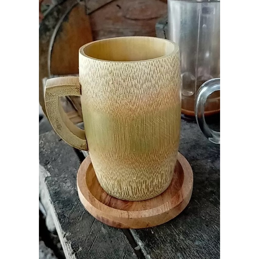 Jual Gelas Cangkir Bambu bergagang Asli Unik Kualitas Super Bamboo Kopi ...