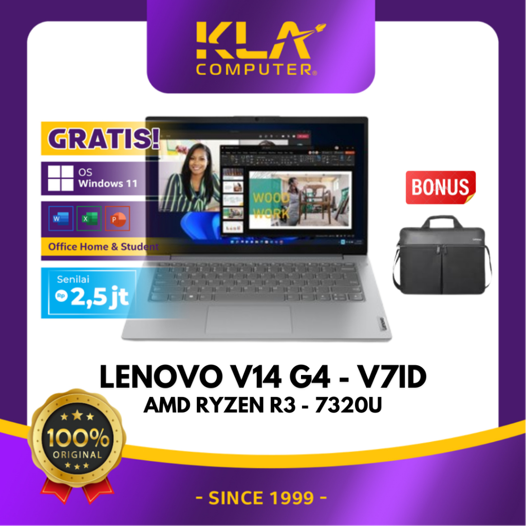 Jual Lenovo V14 G4 AMN V7ID AMD R3 7320U 8GB 256GB W11 OHS 2021 ...