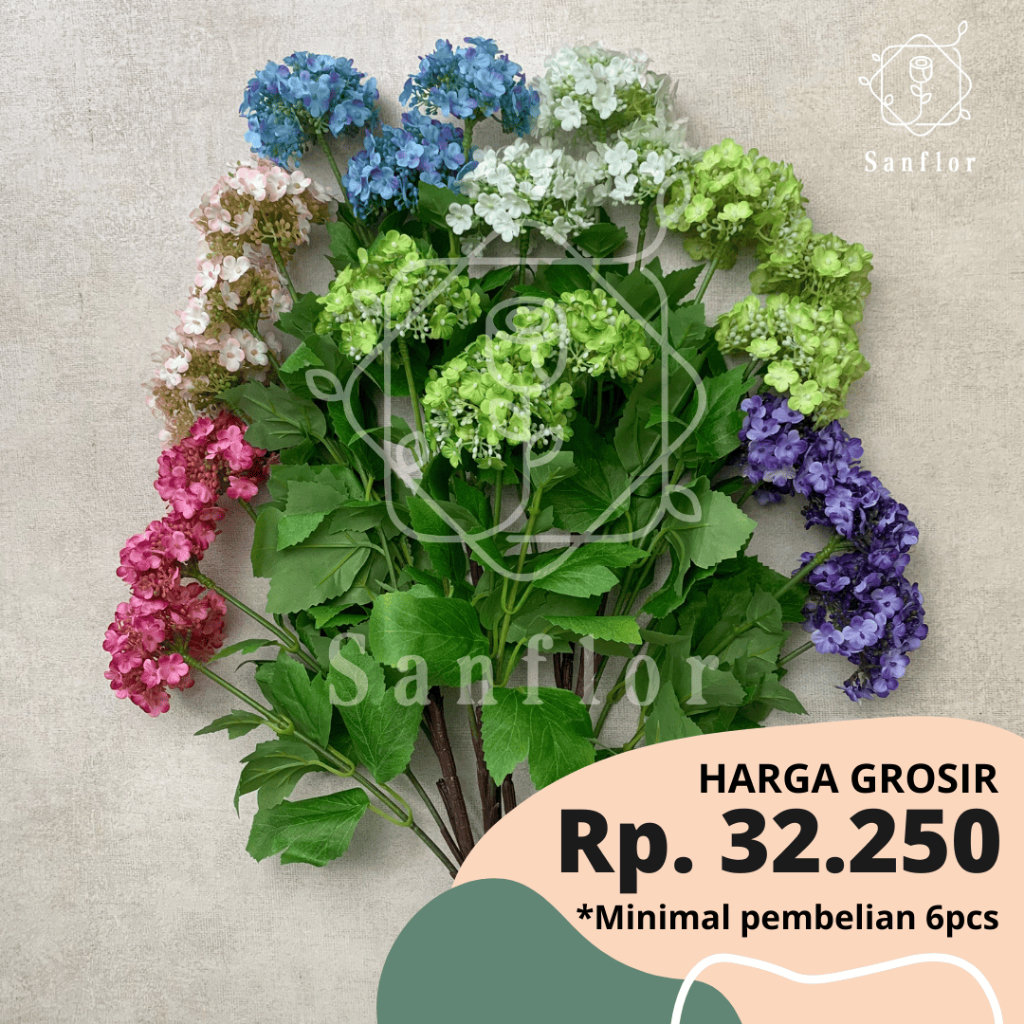 Jual SMALL HYDRANGEA K3/ BUNGA ARTIFICIAL/ TANAMAN HIAS PLASTIK/ HIASAN ...