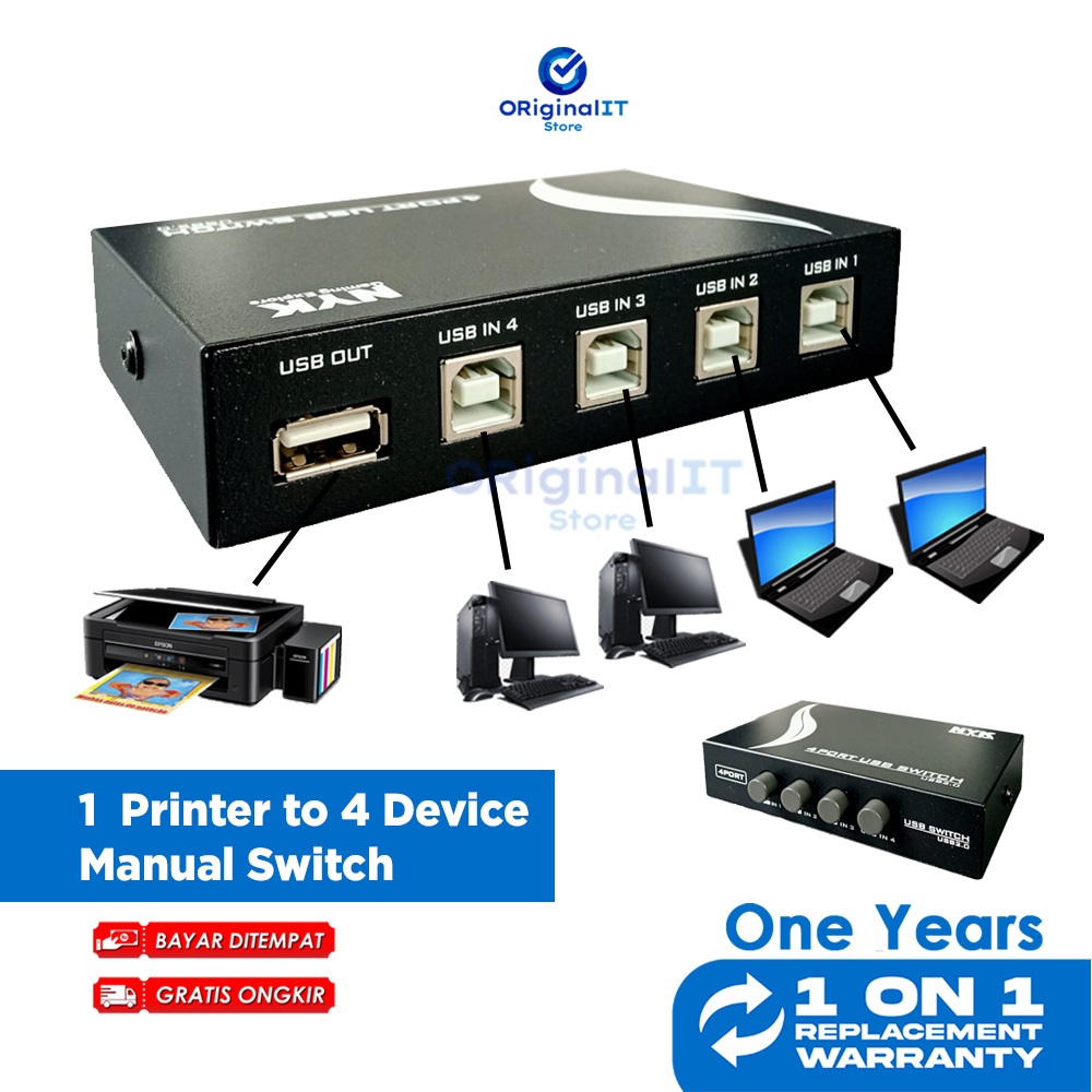Jual USB Sharing Paralel Printer 2 Port 4 Port Manual Auto Switch | Shopee Indonesia