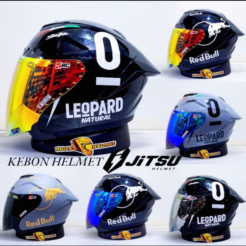 Jual Helm Half Face Jitsu J-Strike Solid Black glos paket ganteng ...