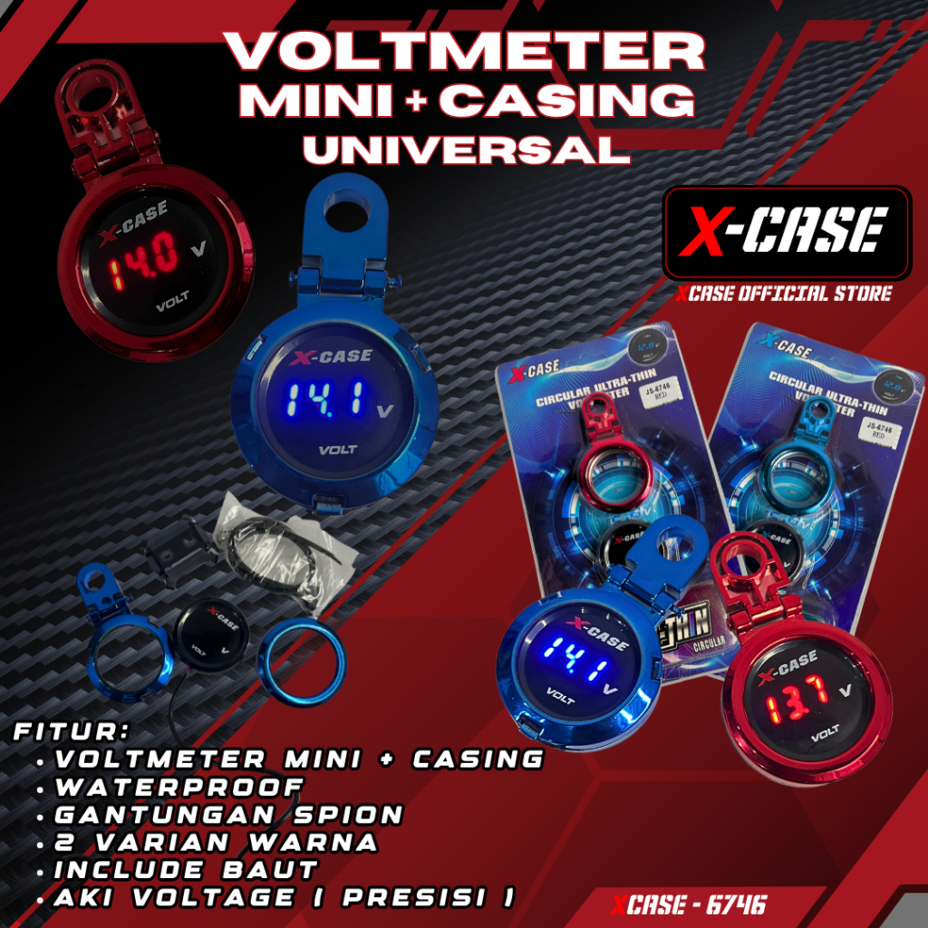Jual X-Case Voltmeter Mini Bulat Casing Gantung Spion Motor 2 Varian ...
