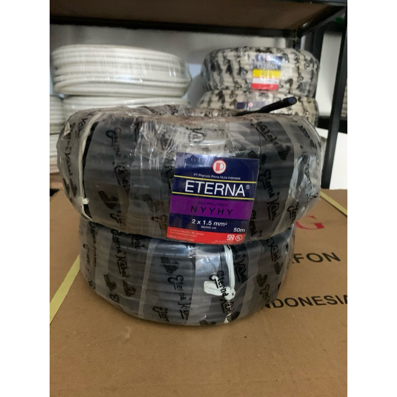 Jual kabel NYYHY eterna hitam 2x1,5 50meter 1roll | Shopee Indonesia