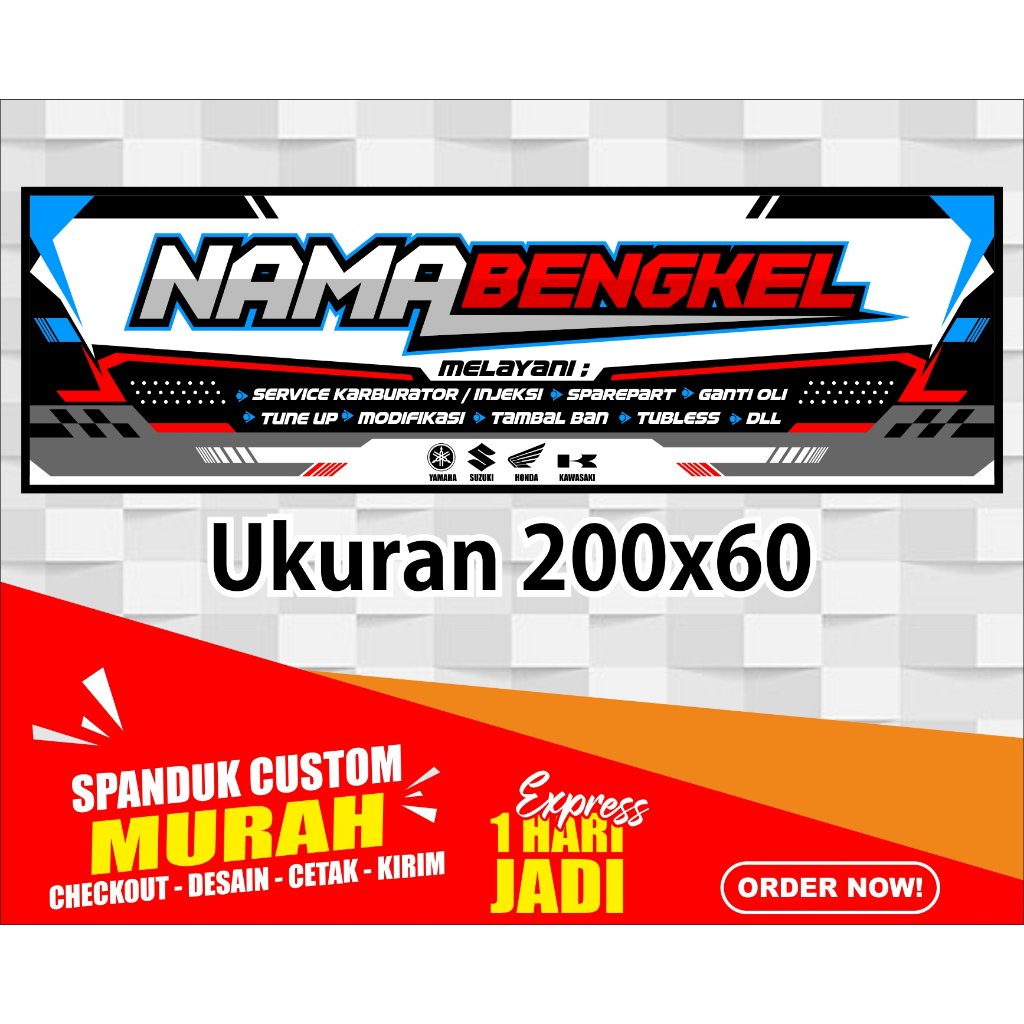 Jual Spanduk BENGKEL, Banner BENGKEL Ukuran 200x60cm, COD / Spanduk ...
