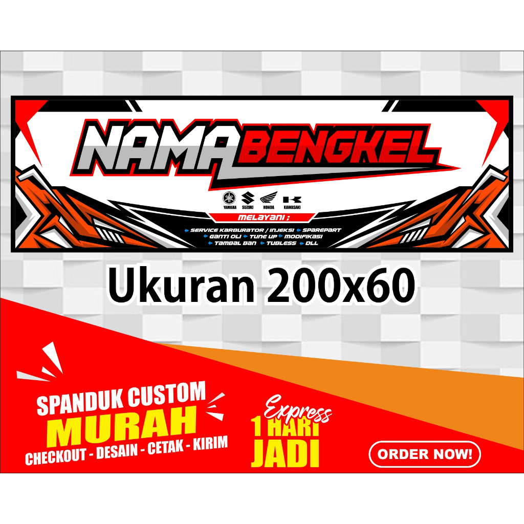 Jual Spanduk BENGKEL, Banner BENGKEL Ukuran 200x60cm, COD / Spanduk ...