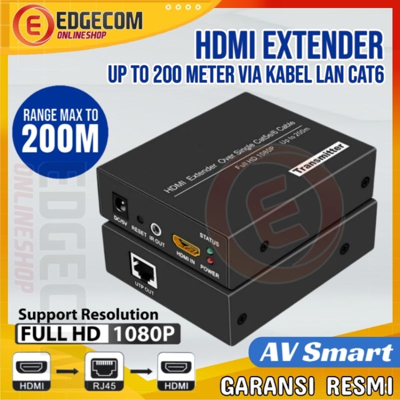 Jual HDMI Extender Via UTP LAN Cat6 Up to 200 Meter support 1080p ...