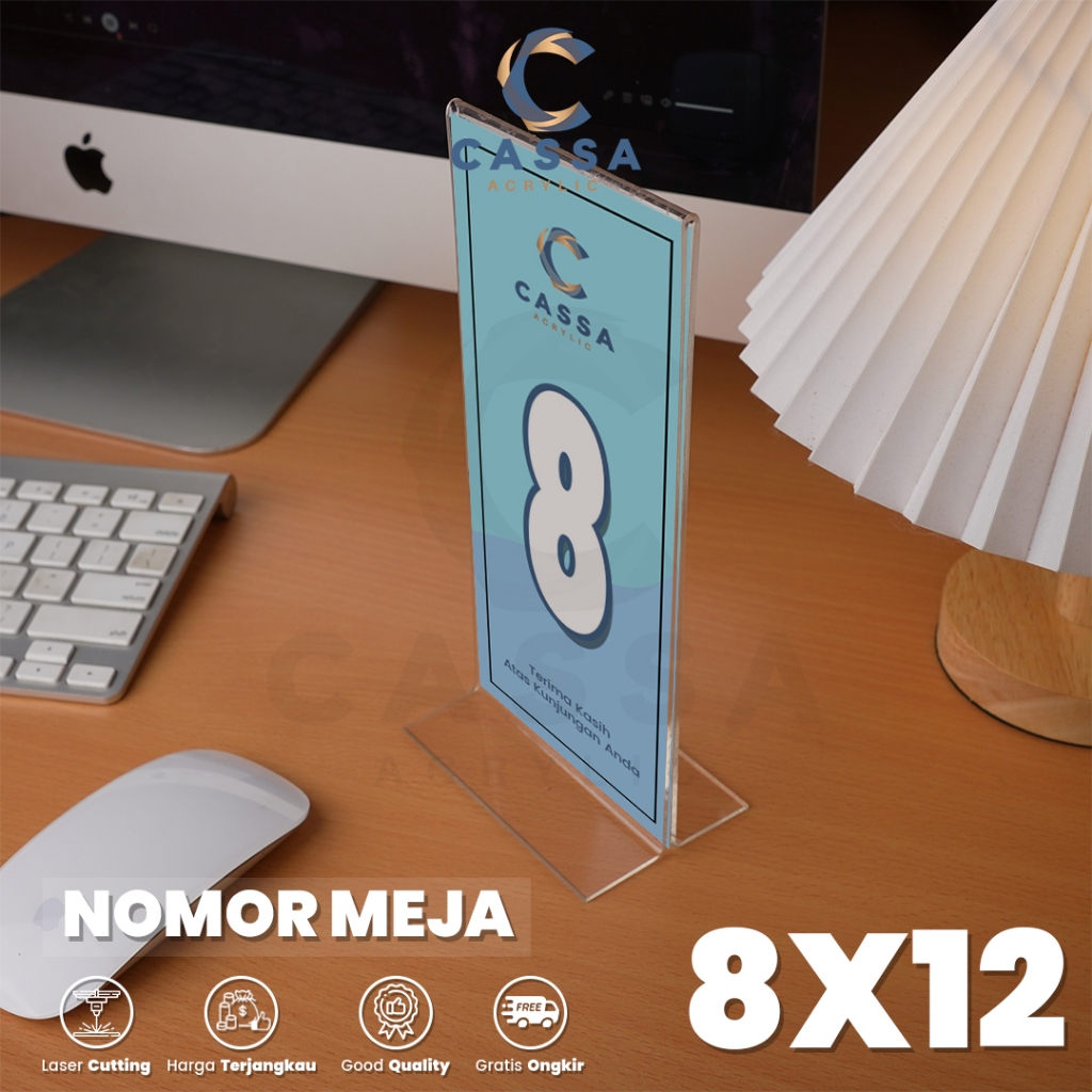 Jual NOMOR MEJA / TENT CARD / TENT HOLDER AKRILIK ACRYLIC 8 X 12 CM ...