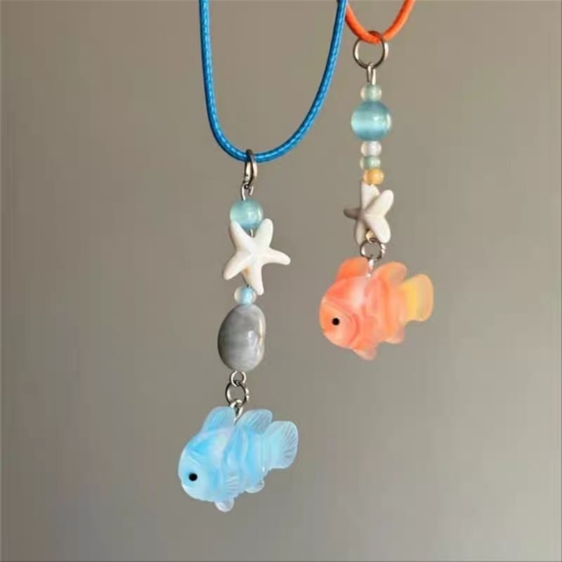 Jual [ready stock] fish necklace kalung ikan biru oren lucu kalung nemo ...