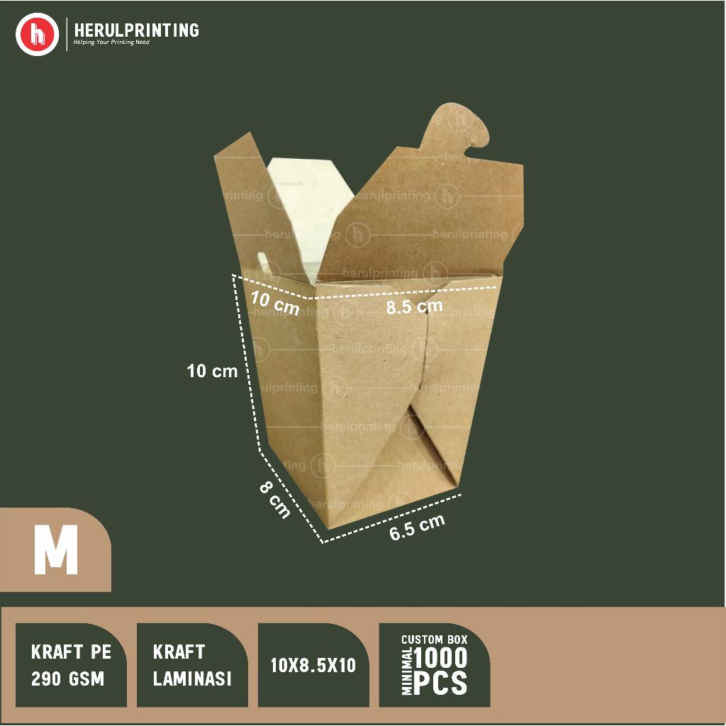 Jual Food Pail Paper Rice Box M Kraft Laminasi 10x8.5x8 | FPPRBMKL00056 ...