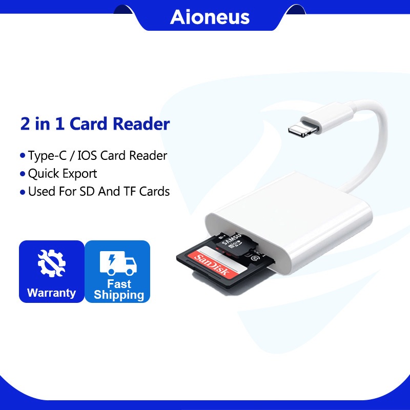 Jual Aioneus | Card Reader 2 in 1 OTG Type-C Data Reader Cable for cell ...
