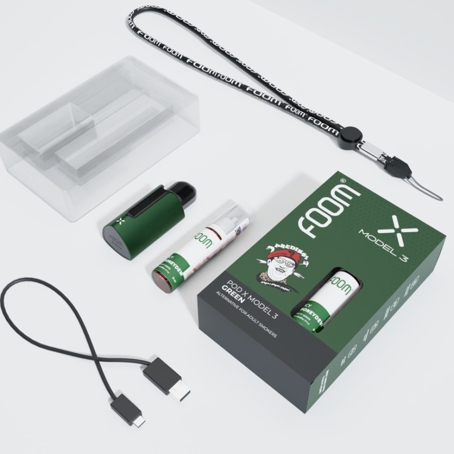 Jual Pod Foom X Model 3 Prediksi Green 11W 500mAh Free Liquid Foom Icy ...