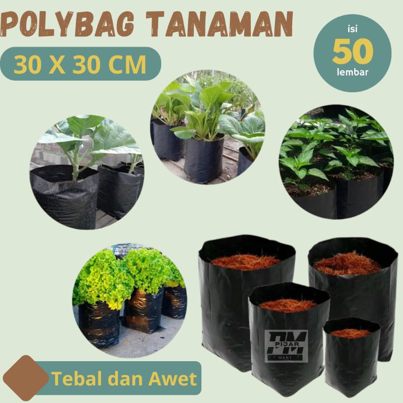 Jual 50 Pcs/Lembar Polybag Tanaman 30x30 Plastik Polibag Tebal Awet ...