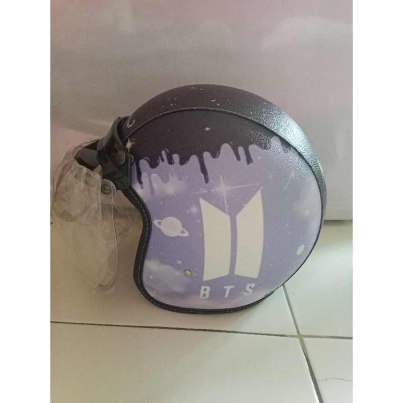 Jual Helm Retro dewasa full kulit print motif castum BTS | Shopee Indonesia