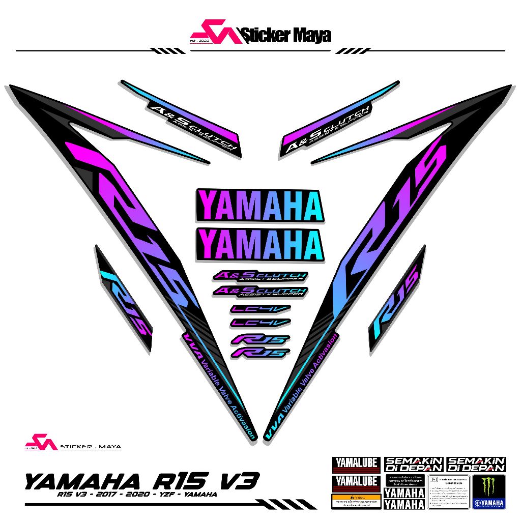 Jual Striping Yamaha R15 V3 Motif 3/Yzf/2017/2018/2019/2020/Decal ...