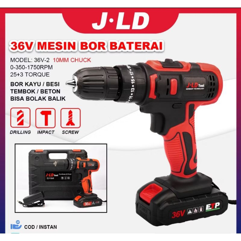 Jual JLD bor 36 V 10mm 1 baterai - bor Impact drill - bor beton ...