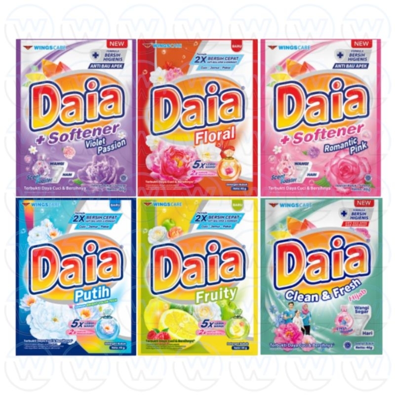 Jual Daia Deterjen Bubuk 46gr × 6 Sachet [Eceran Rp1.000] | Shopee ...