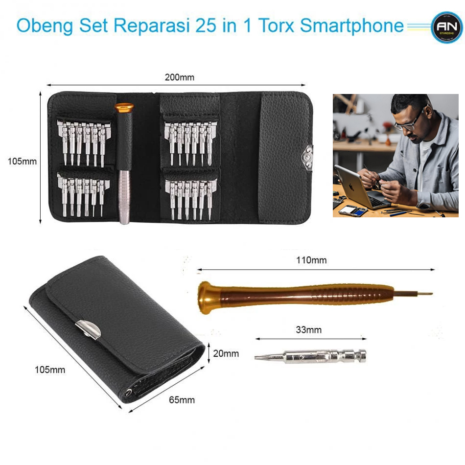 Jual Obeng Set Reparasi 25 in 1 Torx Smartphone - Obeng Kecil 24 mata ...