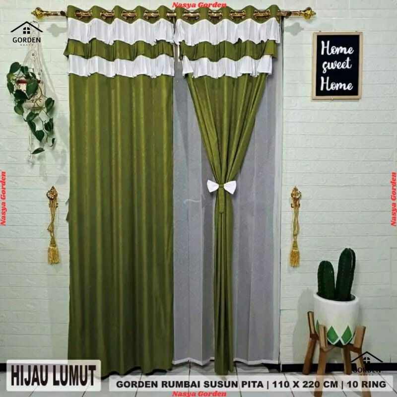 Jual Gorden Elegant Susun Pita Smokring Poni Rumbai 10 Ring Embos Polos ...