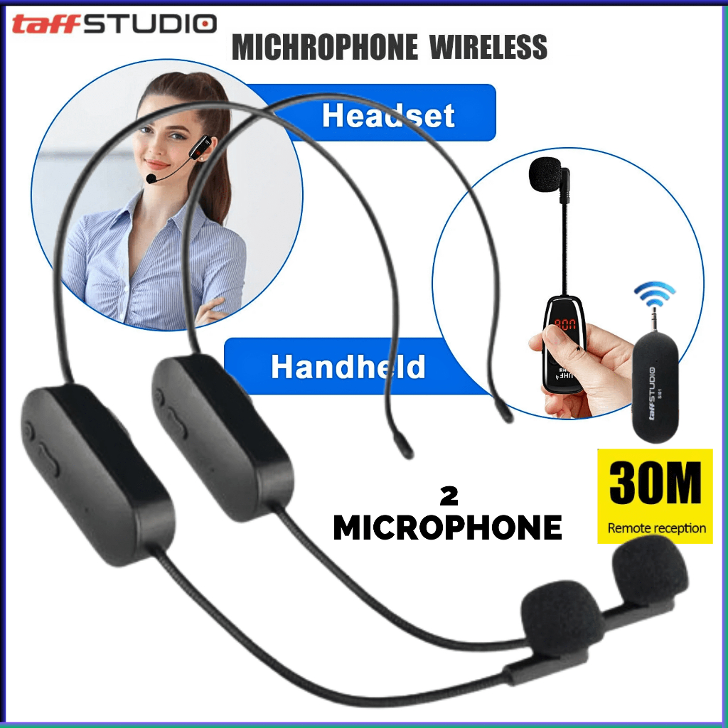 Jual PUSAT TaffSTUDIO mik mic Microphone wireless untuk mengajar bando imam mesjid headset SI02 ...