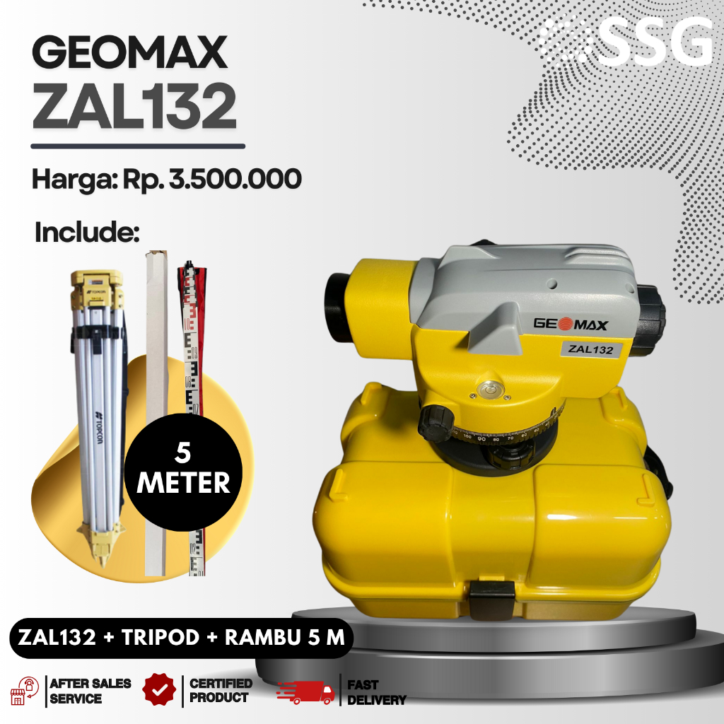 Jual Waterpass / Auto Level / Geomax ZAL132 Tripod Rambu 5 m - Paket ...
