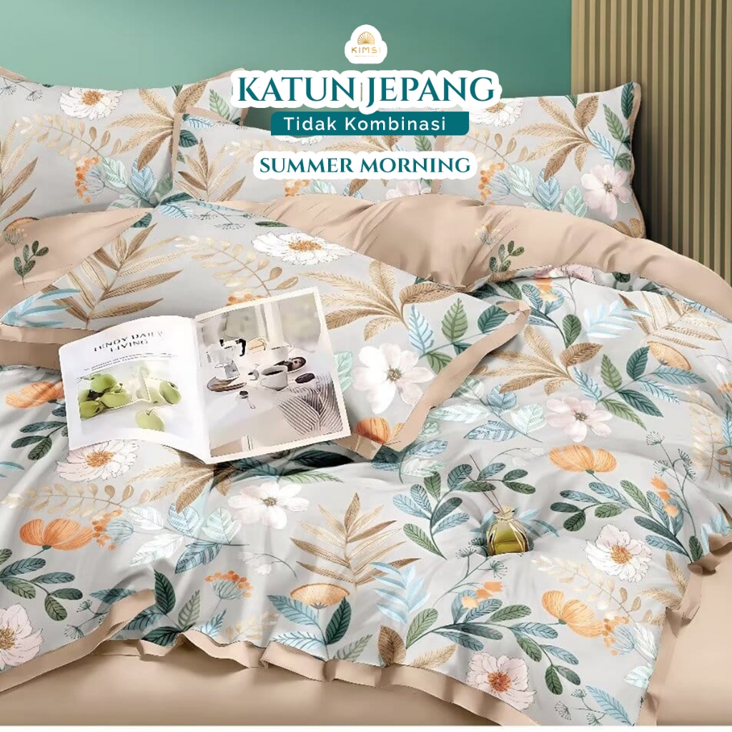 Jual Sprei Set Katun Jepang Original Motif Bunga Kotak Abstrak Polos ...