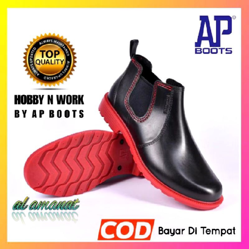 Jual Sepatu Boot Pendek AP Boots Hobby & Work Hitam Merah - Sepatu Boot ...