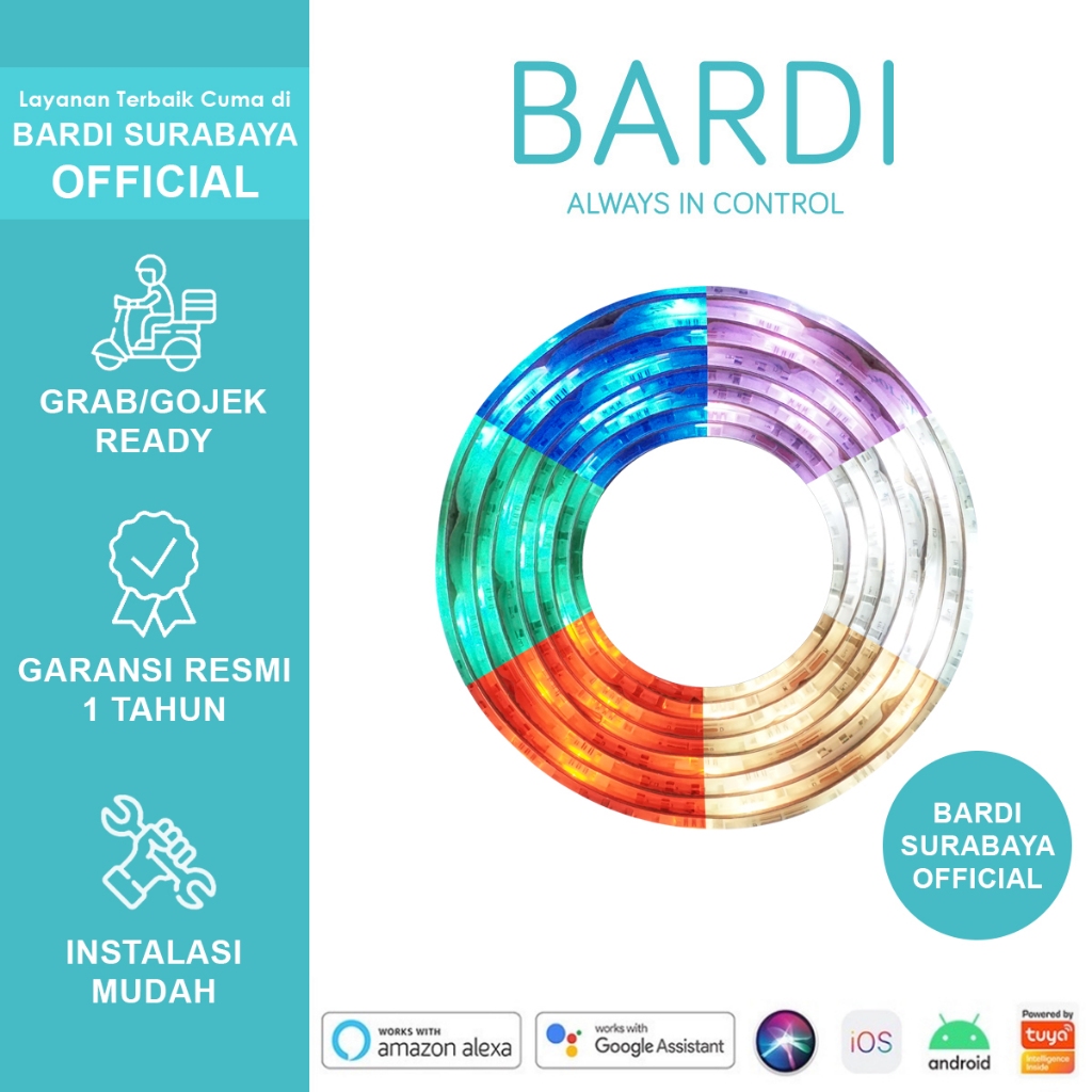 Jual BARDI Lampu Smart LED Strip RGBWW 2m Wifi Dekorasi Kamar Gaming ...