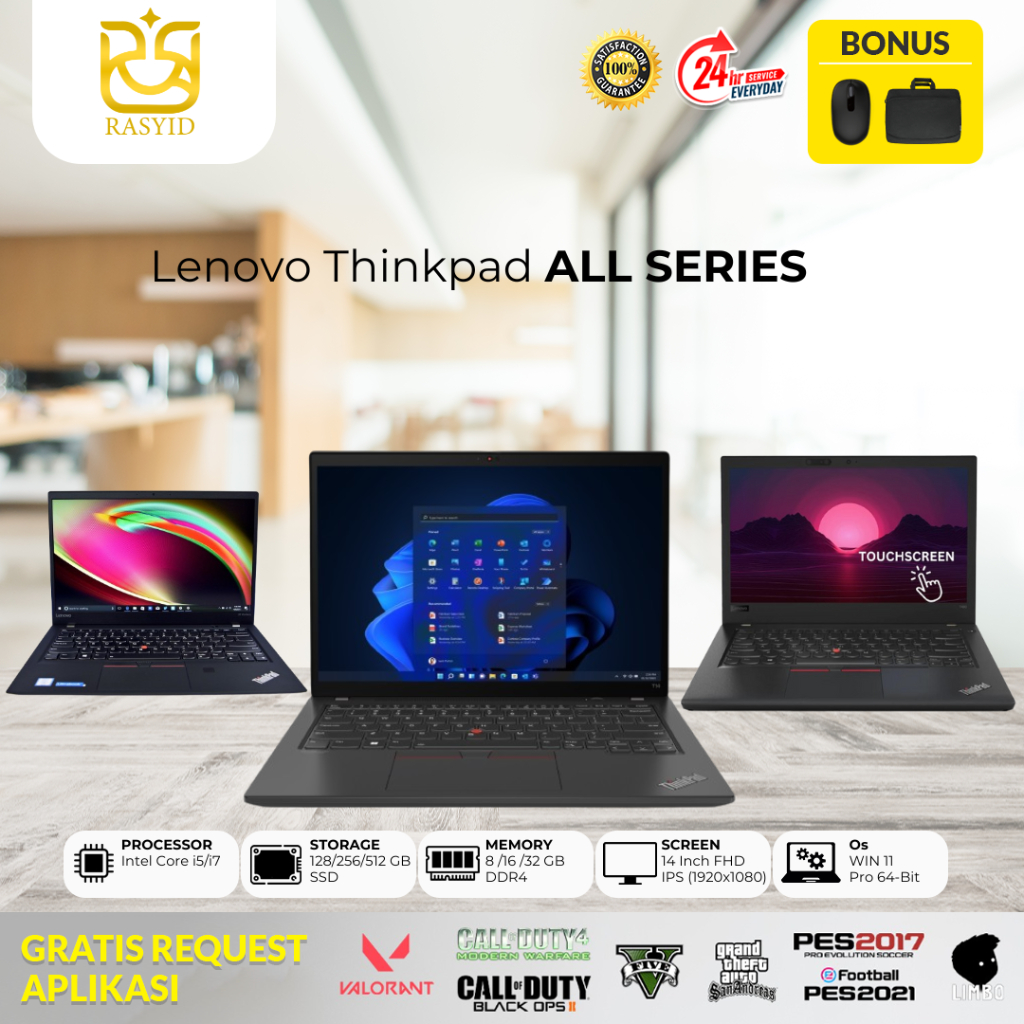 Jual Laptop Lenovo Thinkpad Intel core i5 / i7 Ram 16gb Ssd 256gb Mulus ...
