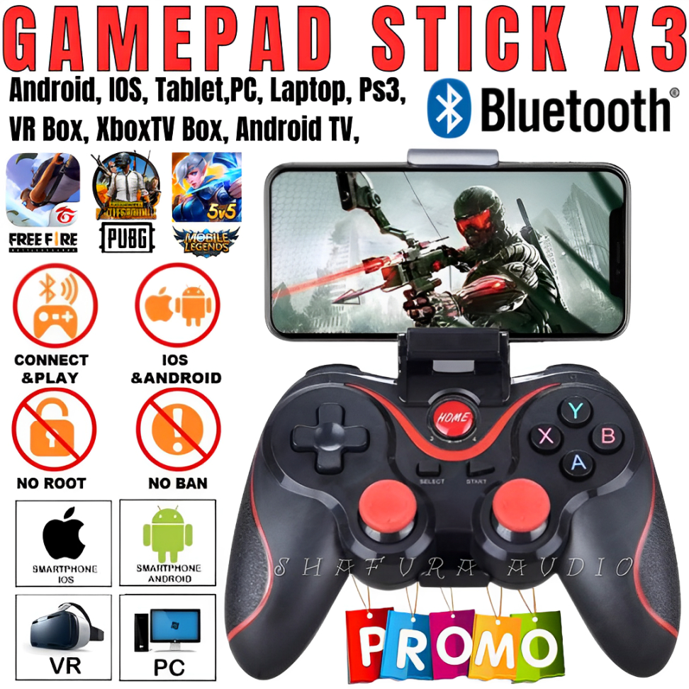 Jual Gamepade gaming bluetooth x3 / joystick x3 android bluetooth/ controller hp tablet laptop ...