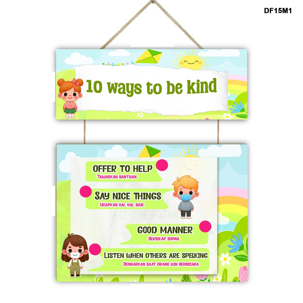 Jual Hiasan dinding 10 WAYS TO BE KIND 2 susun gantungan dinding kelas edukasi anak-anak ...