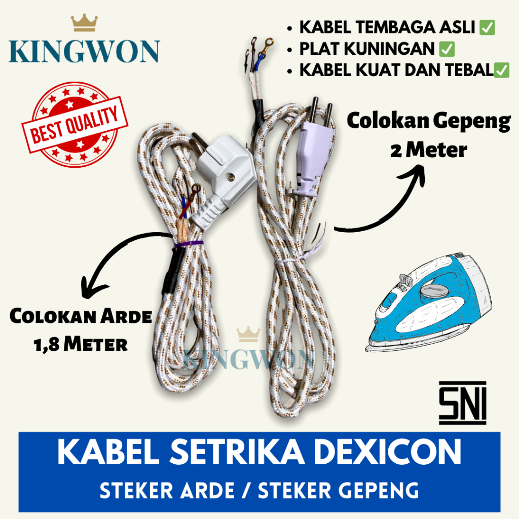 Jual KABEL SETRIKA 2 KABEL STRIKA KABEL GOSOKAN KEPALA ARDE BULAT 1.8 M ...