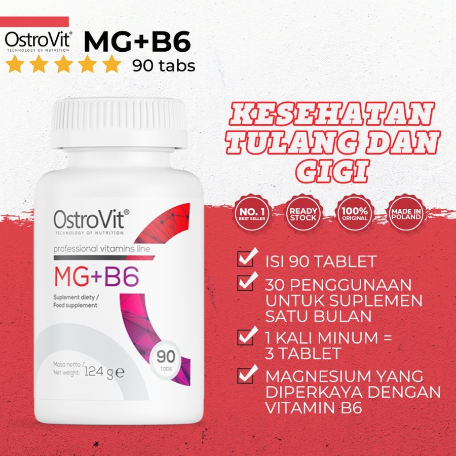 Jual OstroVit Mg Magnesium + Vitamin B6 90 Tablet Suplemen Vitamin Obat ...