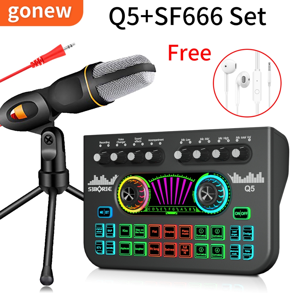Jual Gonew Q5 soundcard Original Paket Lengkap Mixer Bluetooth sound card for Streaming Langsung ...