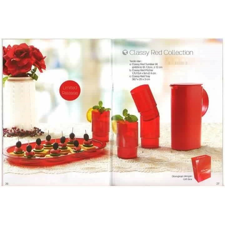 Jual tupperware classy red - tea set -pitcher set - 100% new | Shopee ...