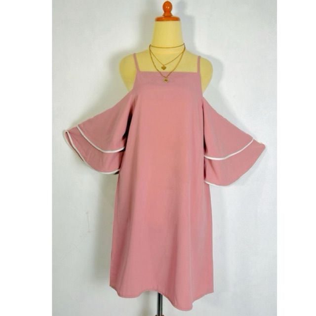 Jual Dress wanita midi model off shoulder lengan vaksin umpak umpak ...