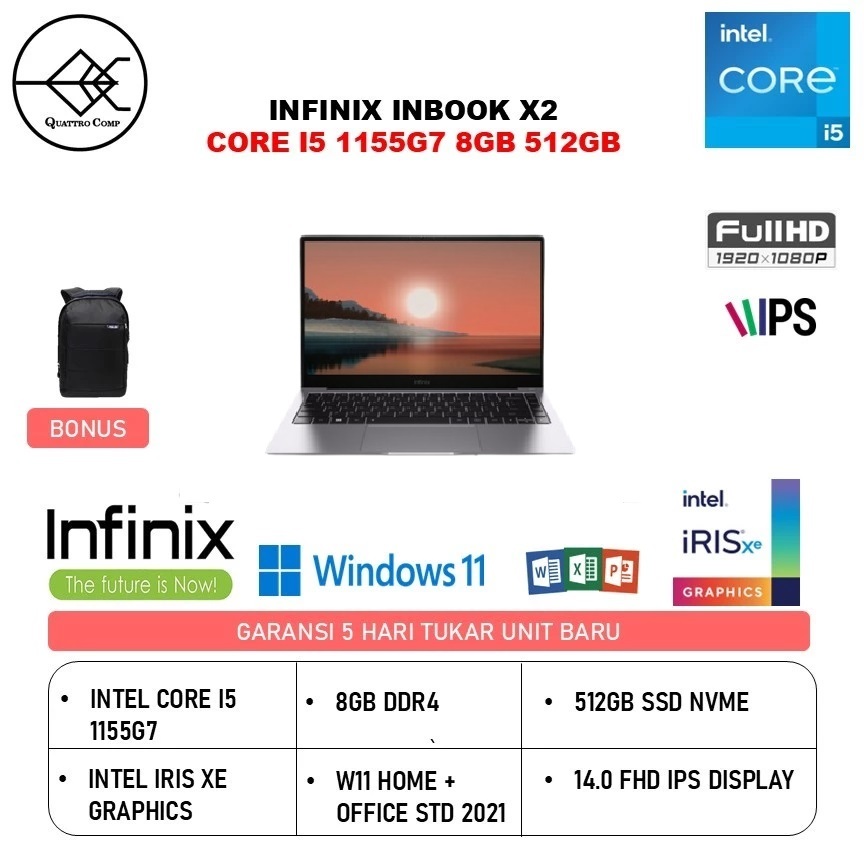 Jual Infinix Inbook X2 Intel Core I5 1155g7 8gb 512gb Windows 11 Home ...