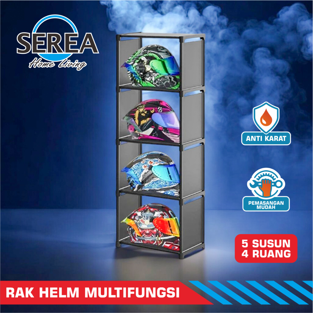 Jual Rak Helm 5 Susun 4 Ruang Multifungsi / Tempat Helm 5 Tingkat Multifungsi / Rak Helm 5 Susun ...