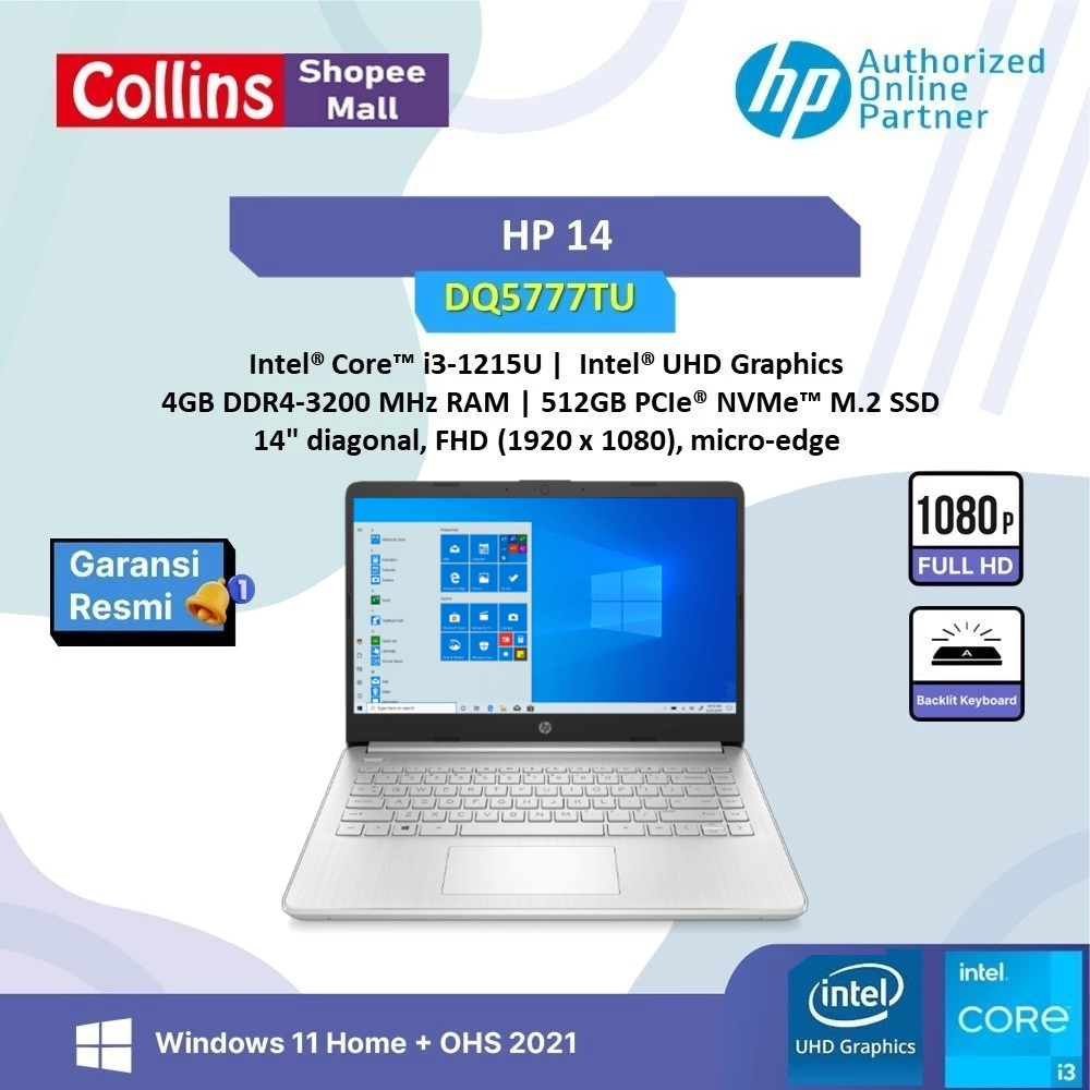 Jual HP LAPTOP 14S-DQ5115TU I3-1215U SSD 512G 14" FHD INTEL UHD W11 OHS ...