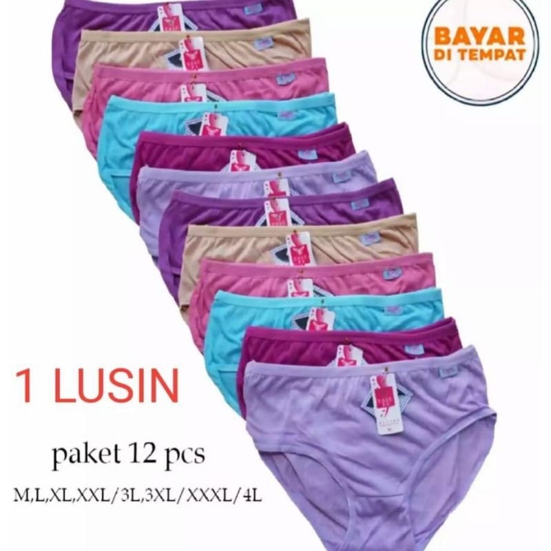 Jual (COD) 12 PCS PROMO CELANA DALAM WANITA DEWASA BAHAN KATUN IMPORT PREMIUM //CELANA DALAM ...