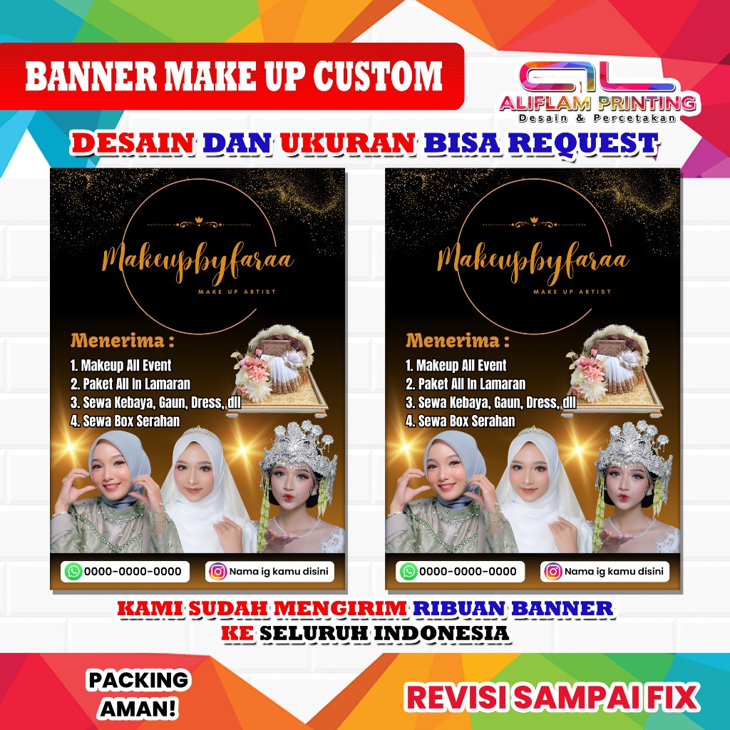 Jual CETAK BANNER SPANDUK MAKE UP BY FARAA CUSTOM | GRATIS DESAIN ...